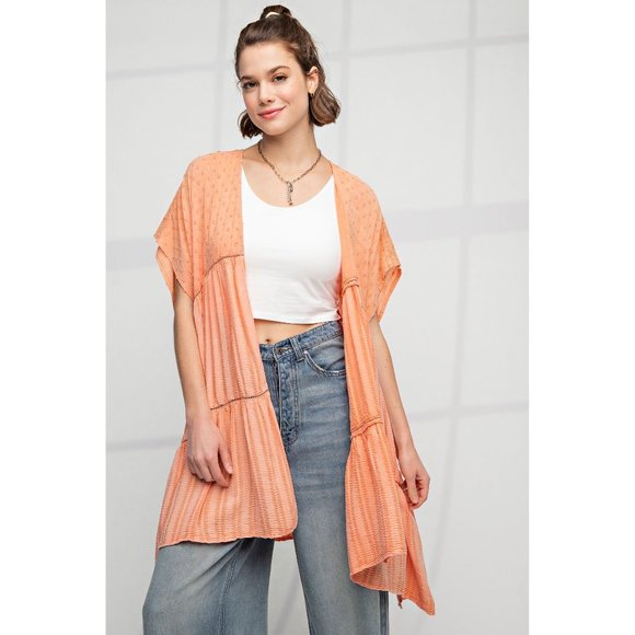 easel | Tops | Easel Plus Coral Cotton Voile Washed Tiered Swiss Dot ...